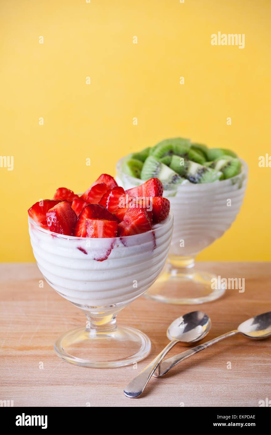 Close up of a bowl of yogurt with fresh fruits Stock Photo - Alamy