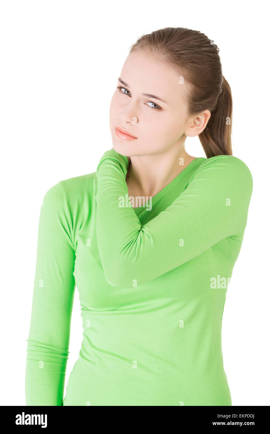 Hand on neck stress hi-res stock photography and images - Alamy