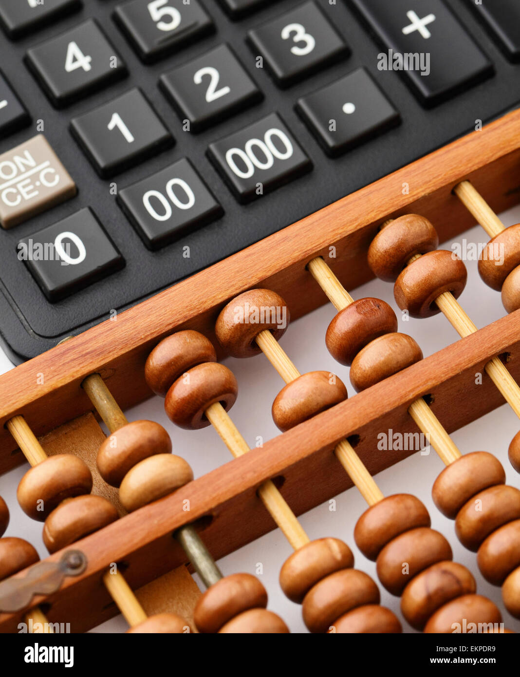 Calculator and abacus Stock Photo - Alamy