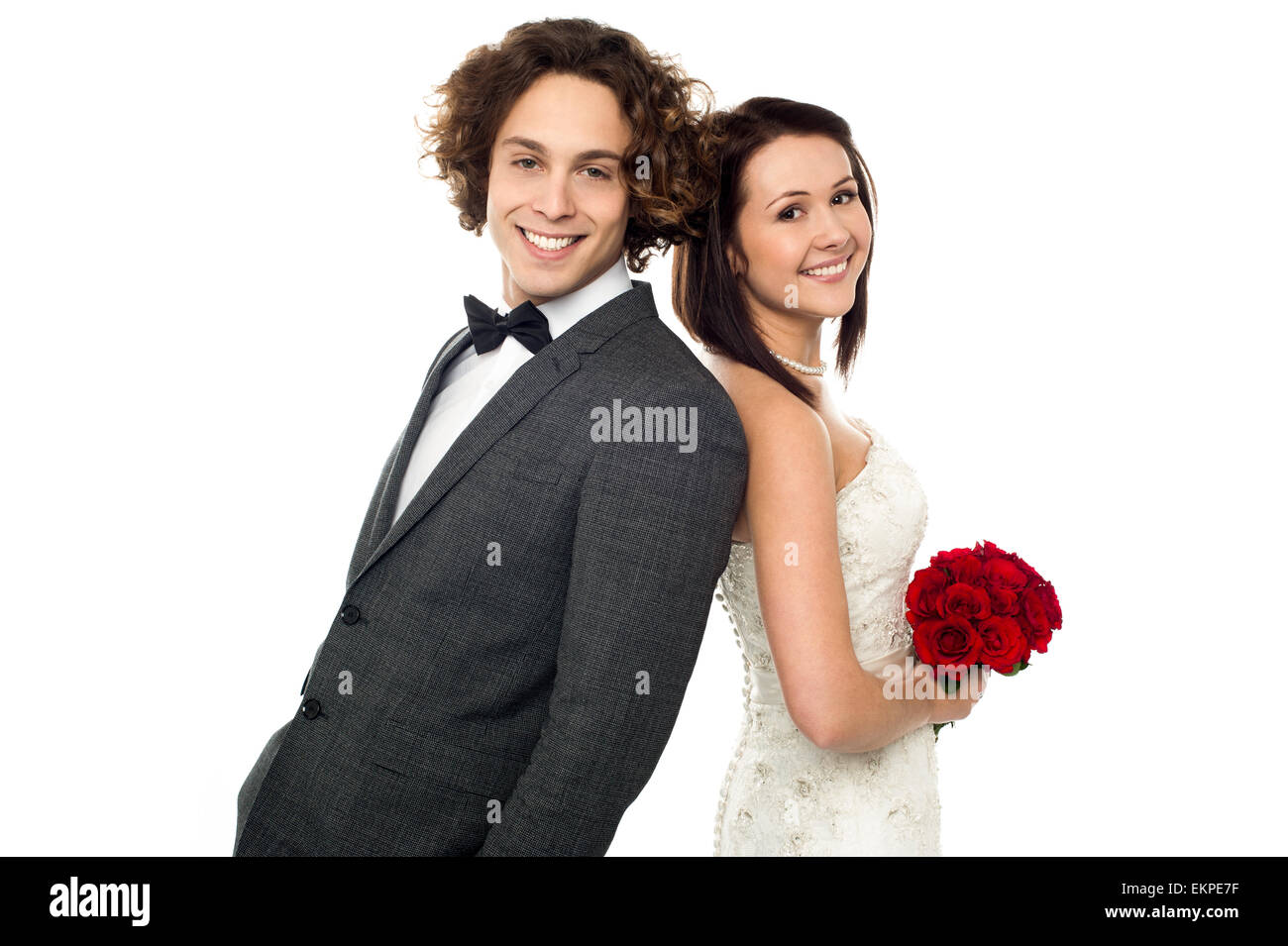 Love couple, back to back. Studio shot Stock Photo - Alamy