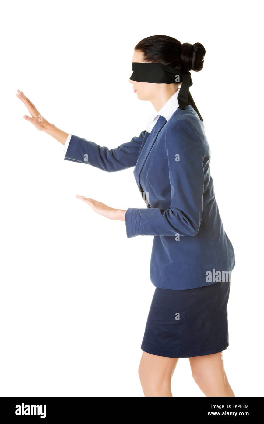 Portrait of a beautiful young blindfold businesswoman Stock Photo - Alamy