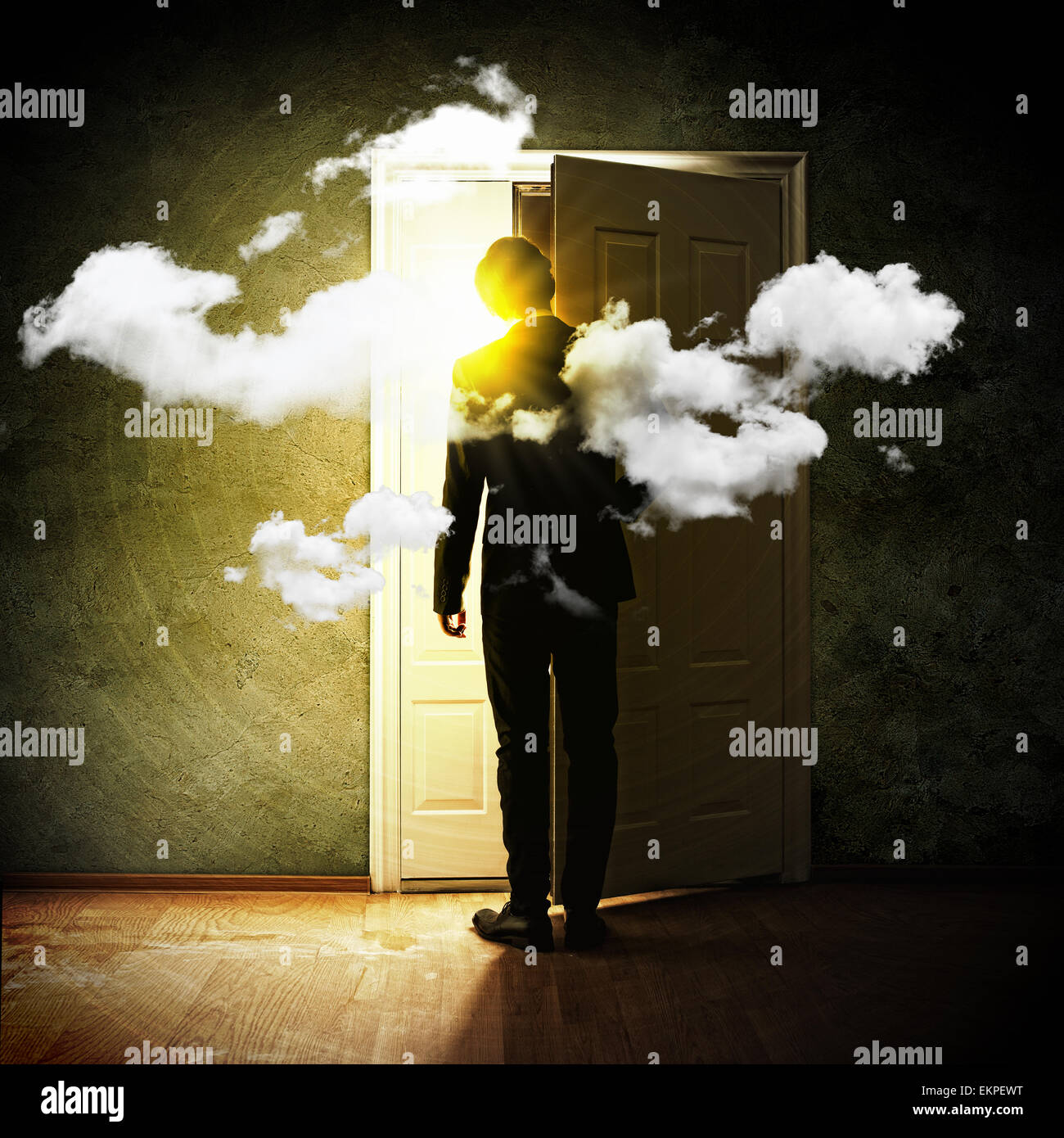 Young businessman opening door Stock Photo - Alamy
