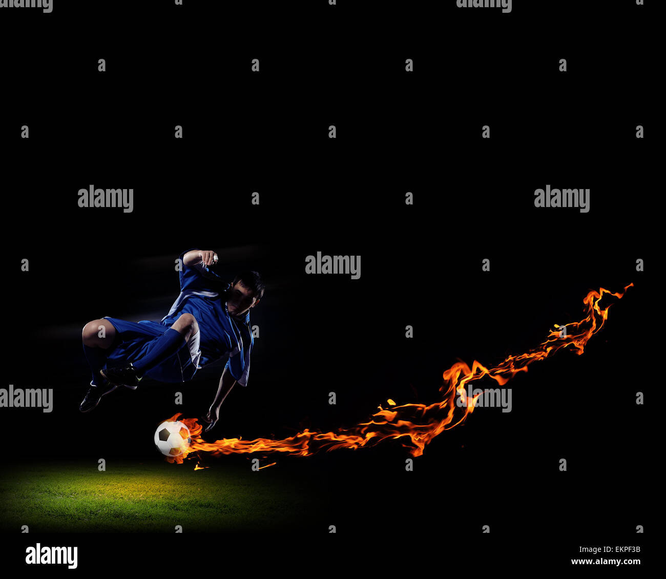 Football player with ball Stock Photo - Alamy