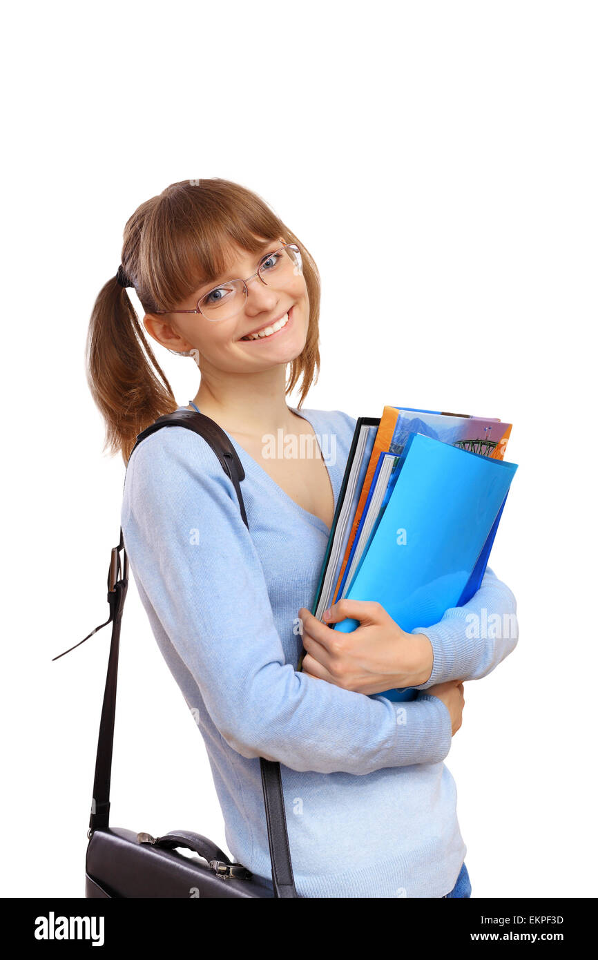 Happy student with books Stock Photo - Alamy