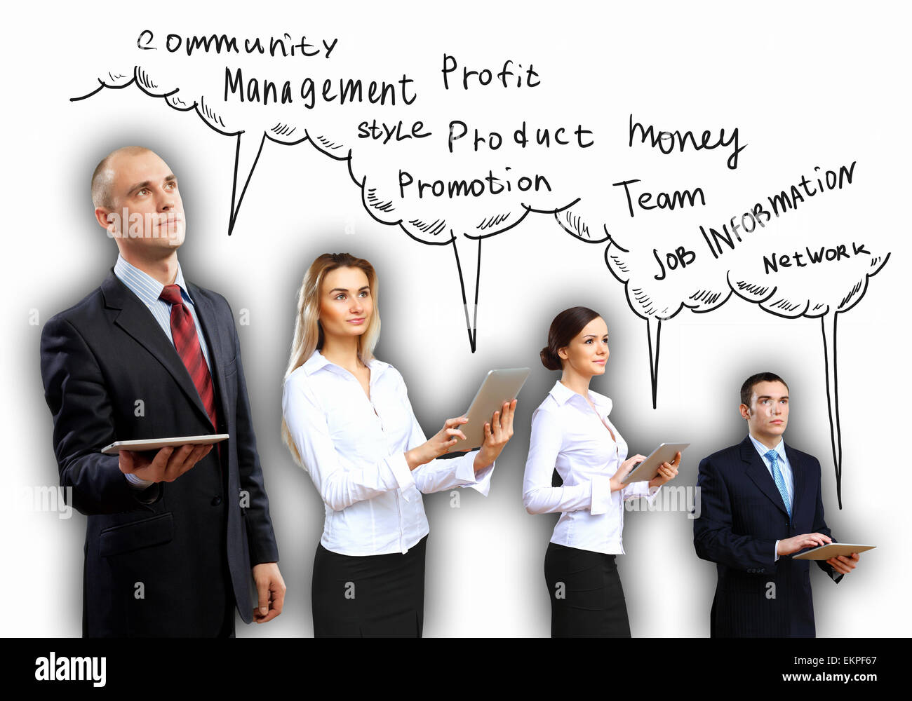 Image of four young businesspeople. Teamwork concept Stock Photo - Alamy