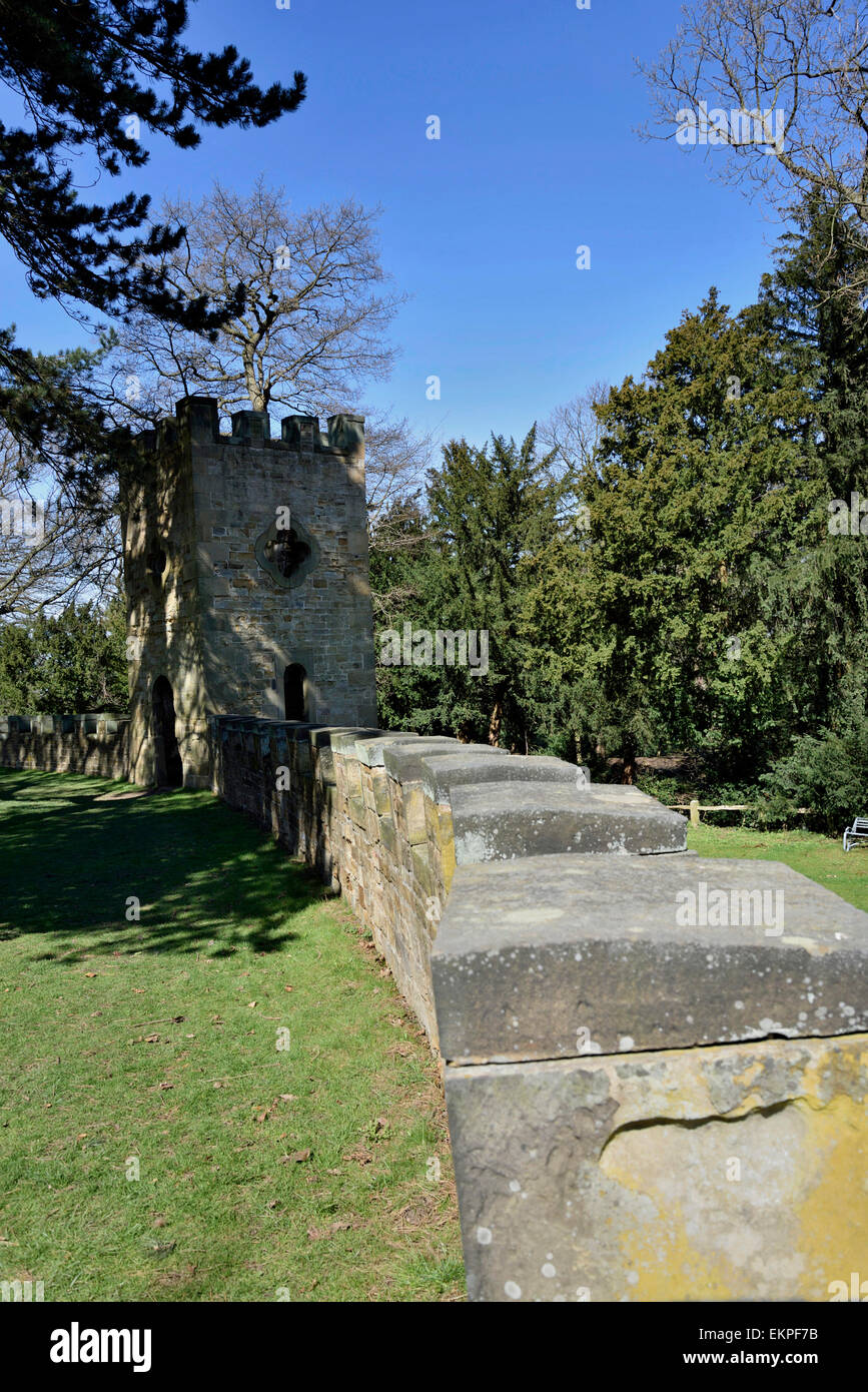 A castle battlement part of the garden folly Stock Photo - Alamy