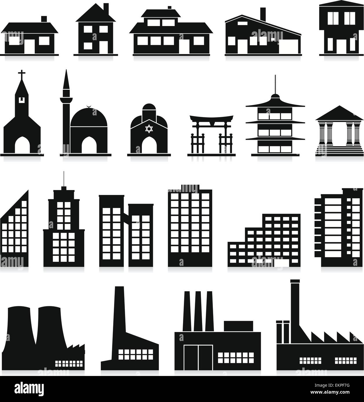vector icon set of various buildings Stock Vector Image & Art - Alamy