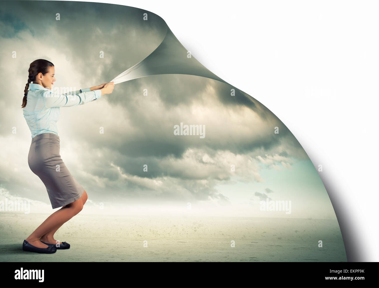 Woman changing reality Stock Photo - Alamy
