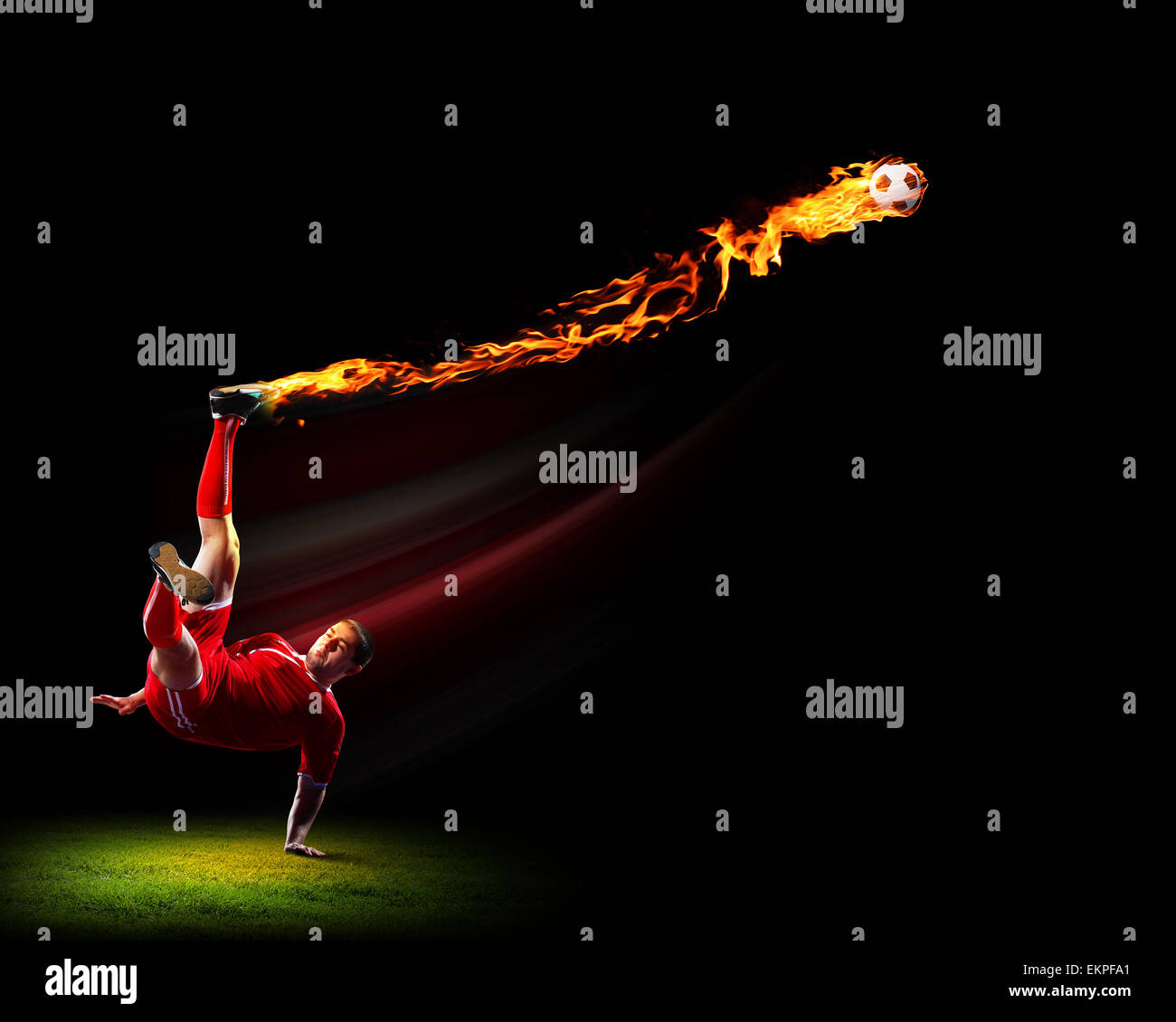 Football player with ball Stock Photo - Alamy