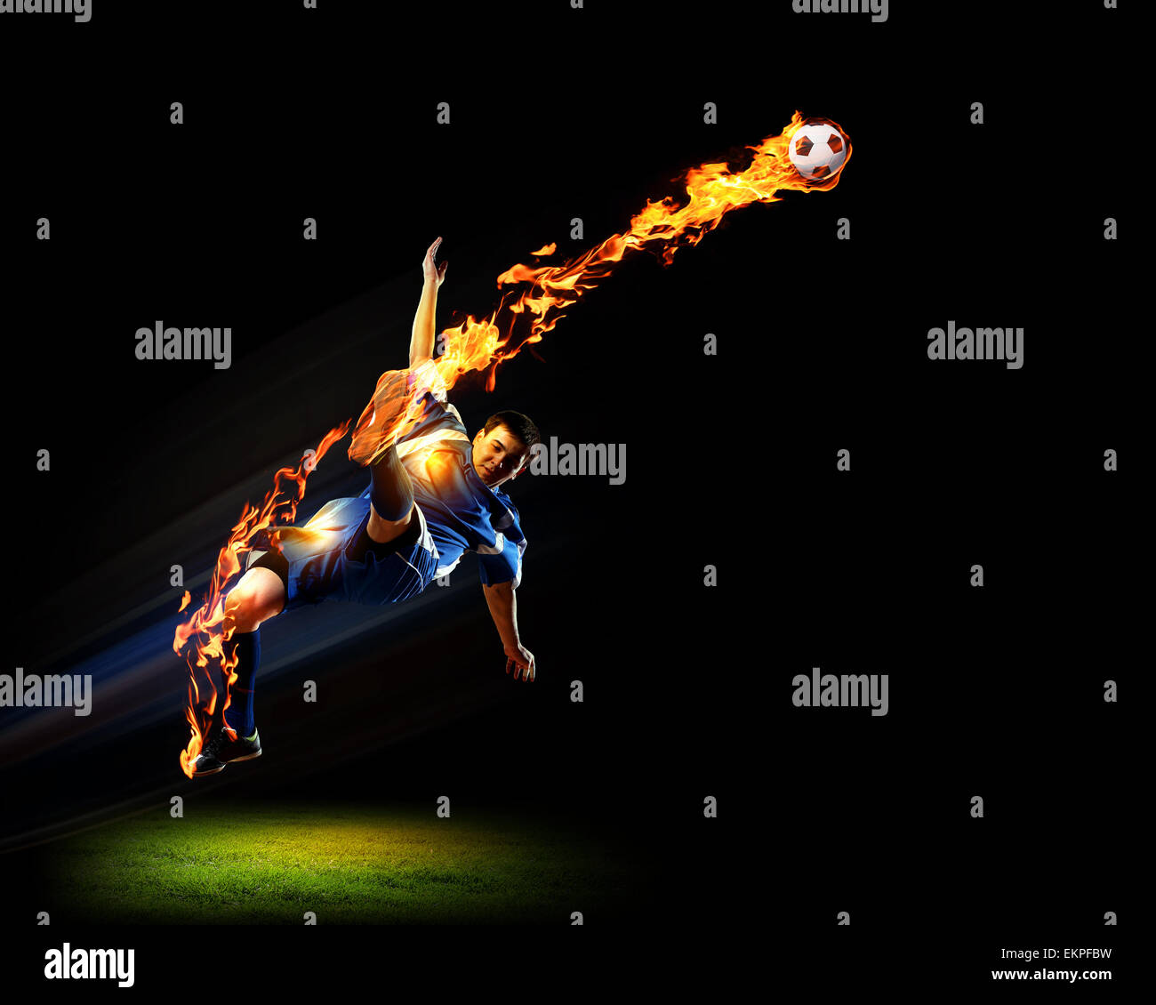 Football player with ball Stock Photo - Alamy