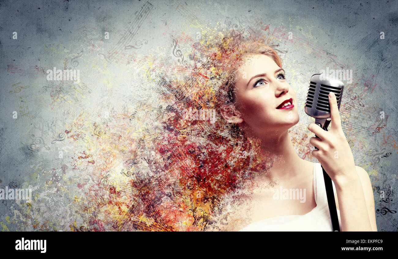 Female blonde singer Stock Photo - Alamy