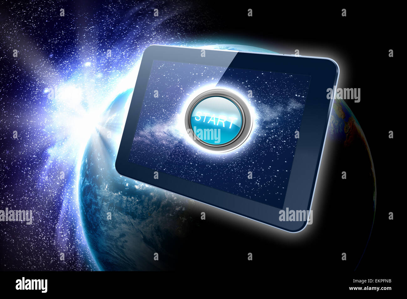 Great tablet with a Start button Stock Photo - Alamy