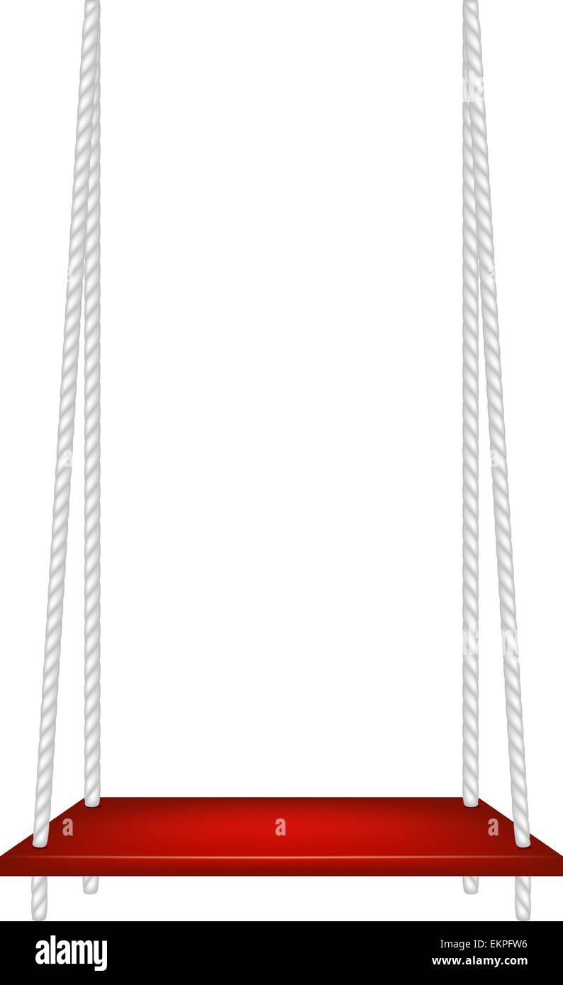 Red swing hanging on white ropes Stock Vector Image & Art - Alamy