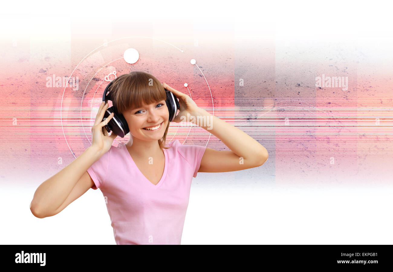 Happy smiling girl dancing Stock Photo - Alamy