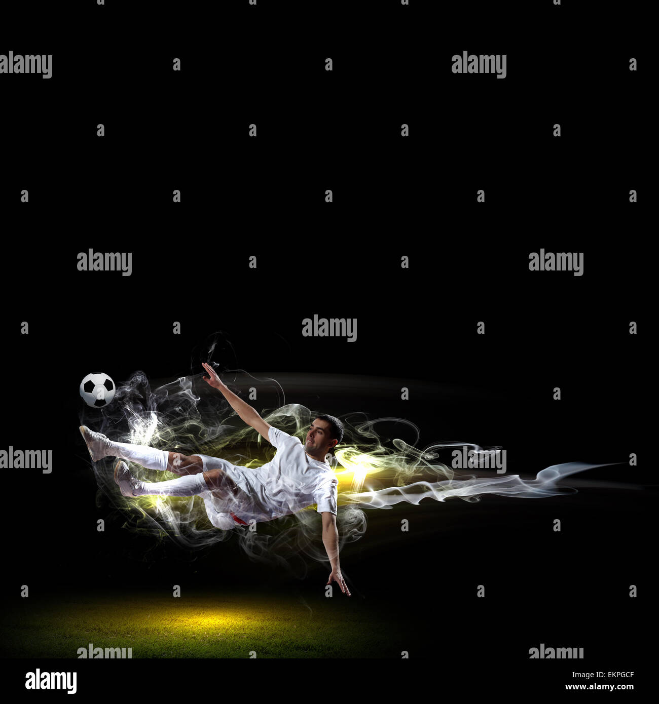 Football player with ball Stock Photo - Alamy