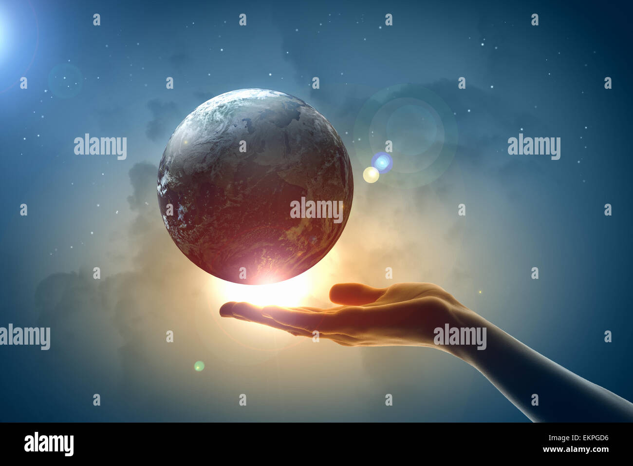 Earth in hand image hi-res stock photography and images - Alamy