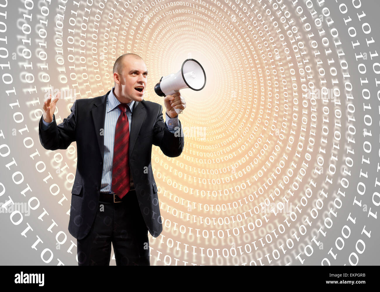 Businessman with megaphone Stock Photo - Alamy