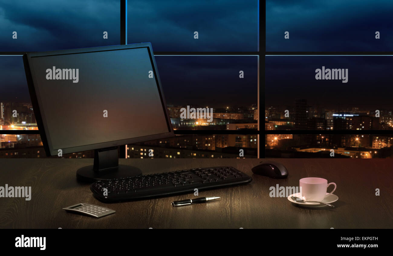 Office at night Stock Photo - Alamy