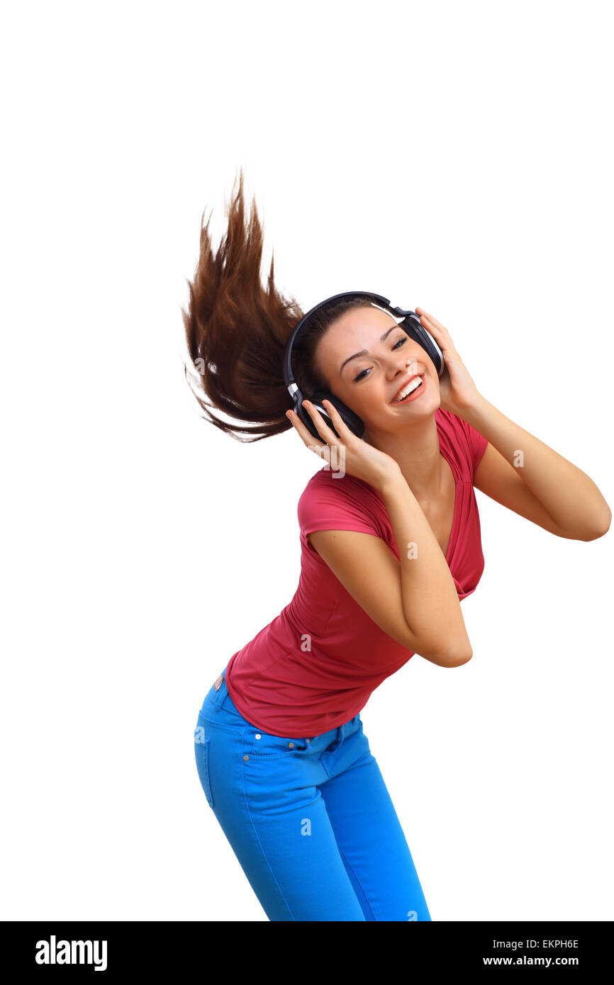 Happy smiling girl dancing Stock Photo - Alamy
