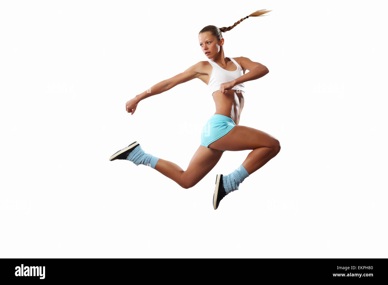 Image of sport woman jumping Stock Photo - Alamy