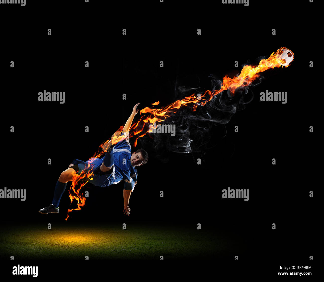 Football player with ball Stock Photo - Alamy