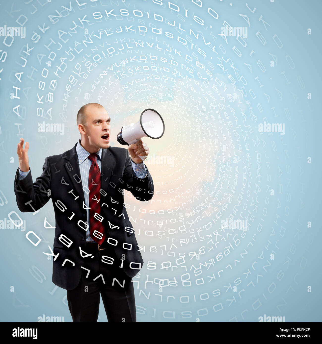 Businessman with megaphone Stock Photo - Alamy