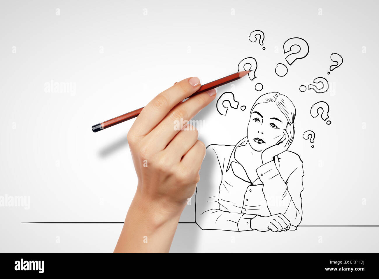 Questions and challenges in business drawing Stock Photo - Alamy