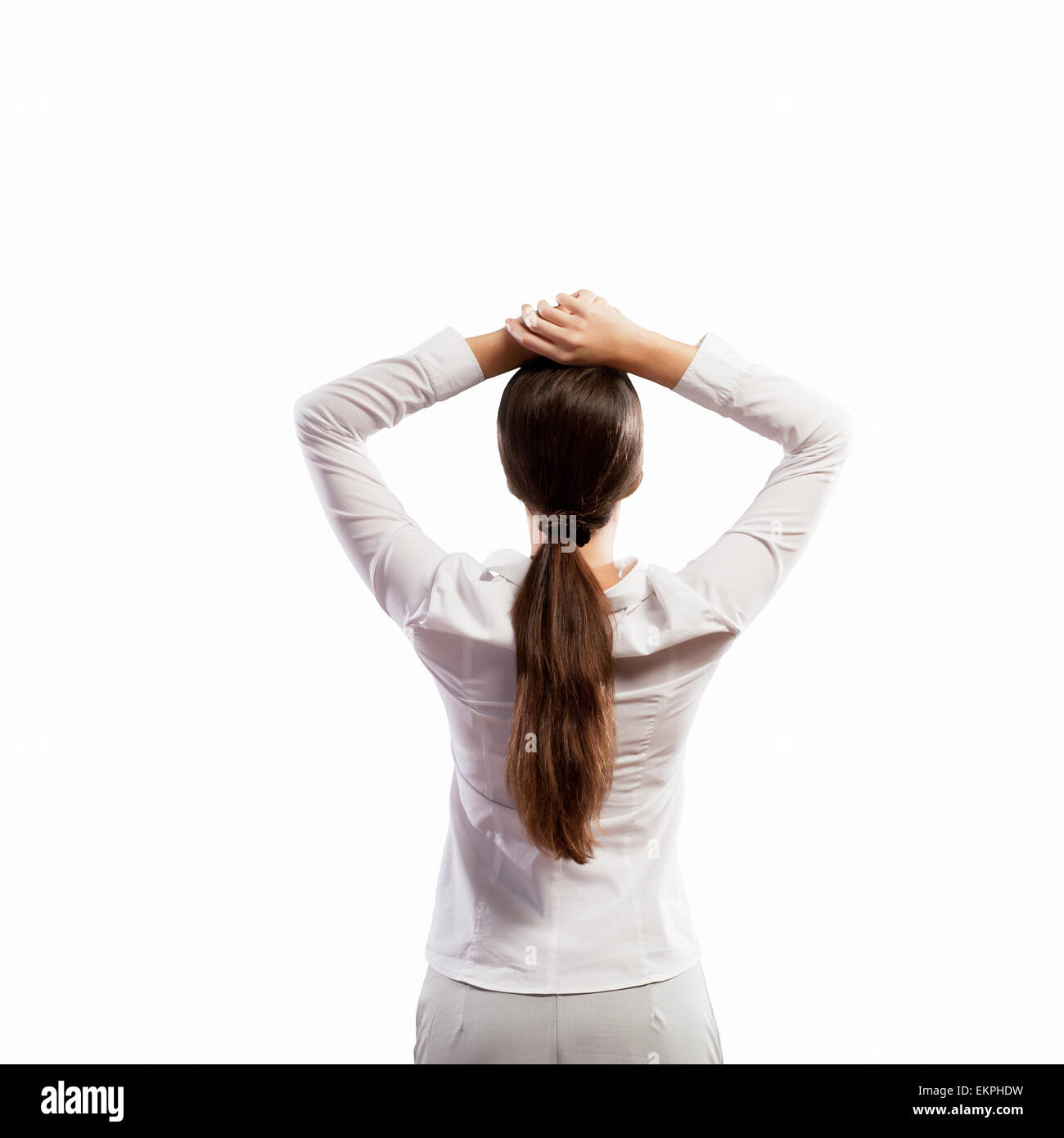 Young woman standing with back Stock Photo - Alamy