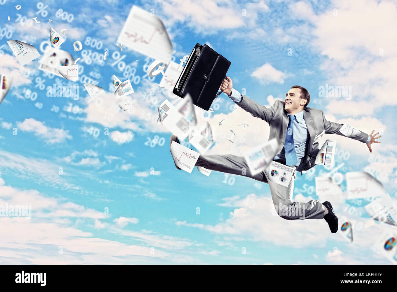 Image of jumping businessman Stock Photo - Alamy