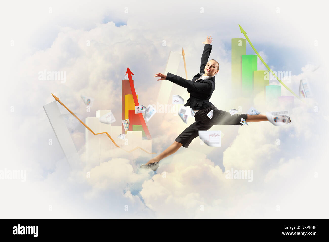 Business lady jumping hi-res stock photography and images - Alamy