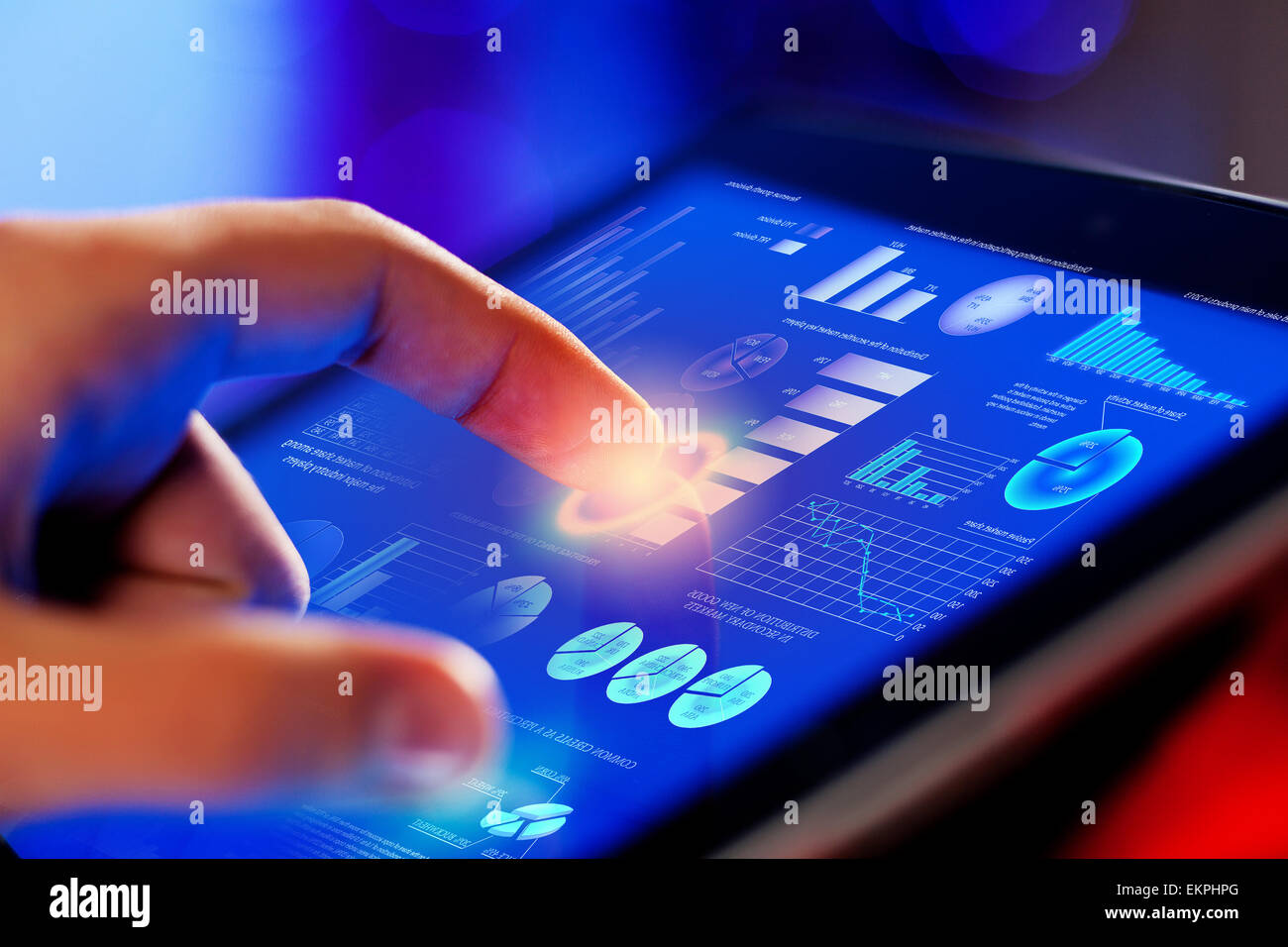 Closeup of finger touching tablet-pc screen Stock Photo - Alamy