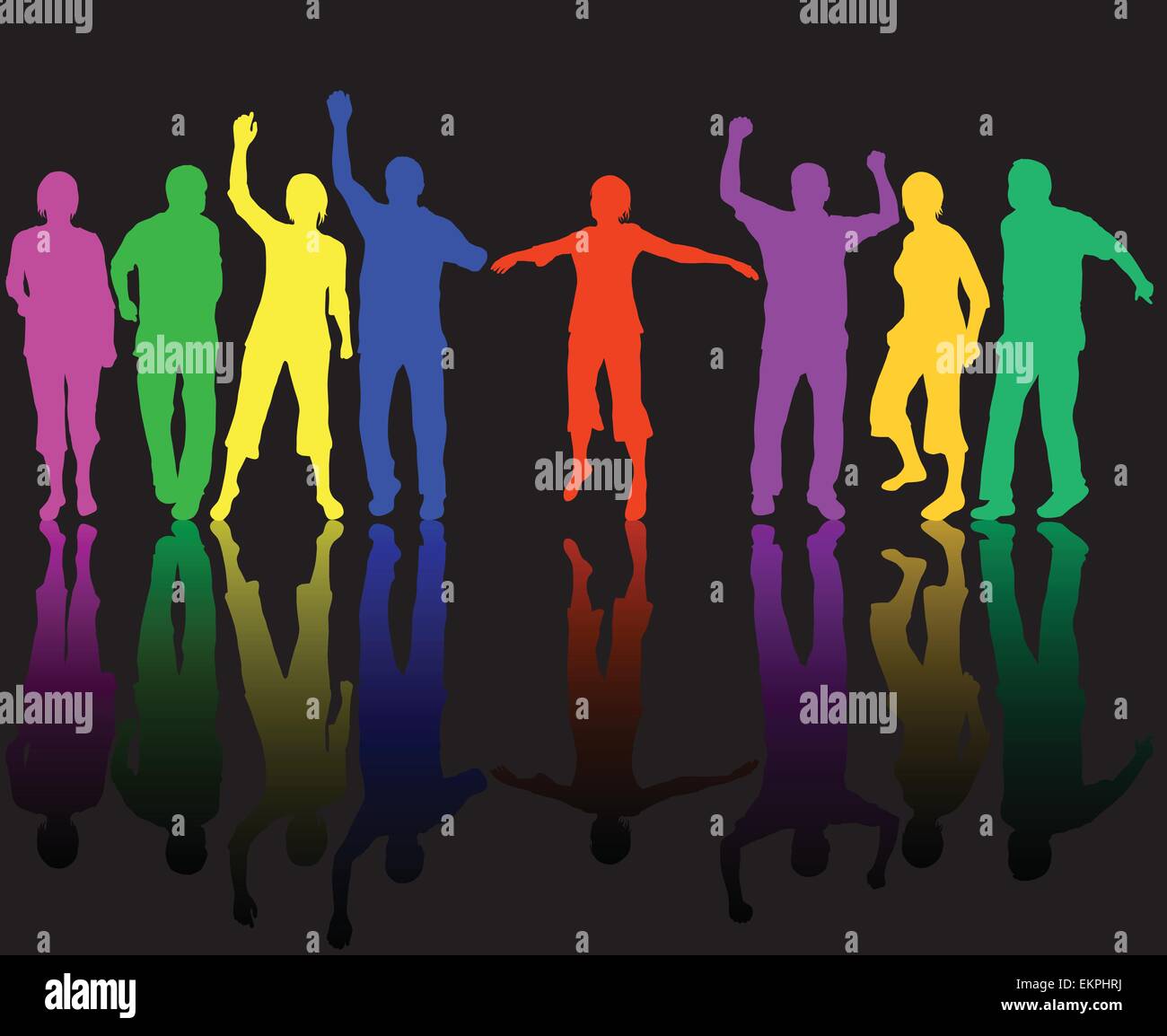 Happy dancing people silhouettes Stock Vector Image & Art - Alamy