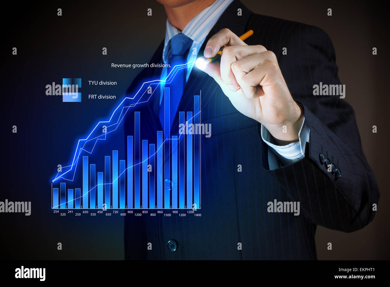 Business man drawing graphics Stock Photo - Alamy