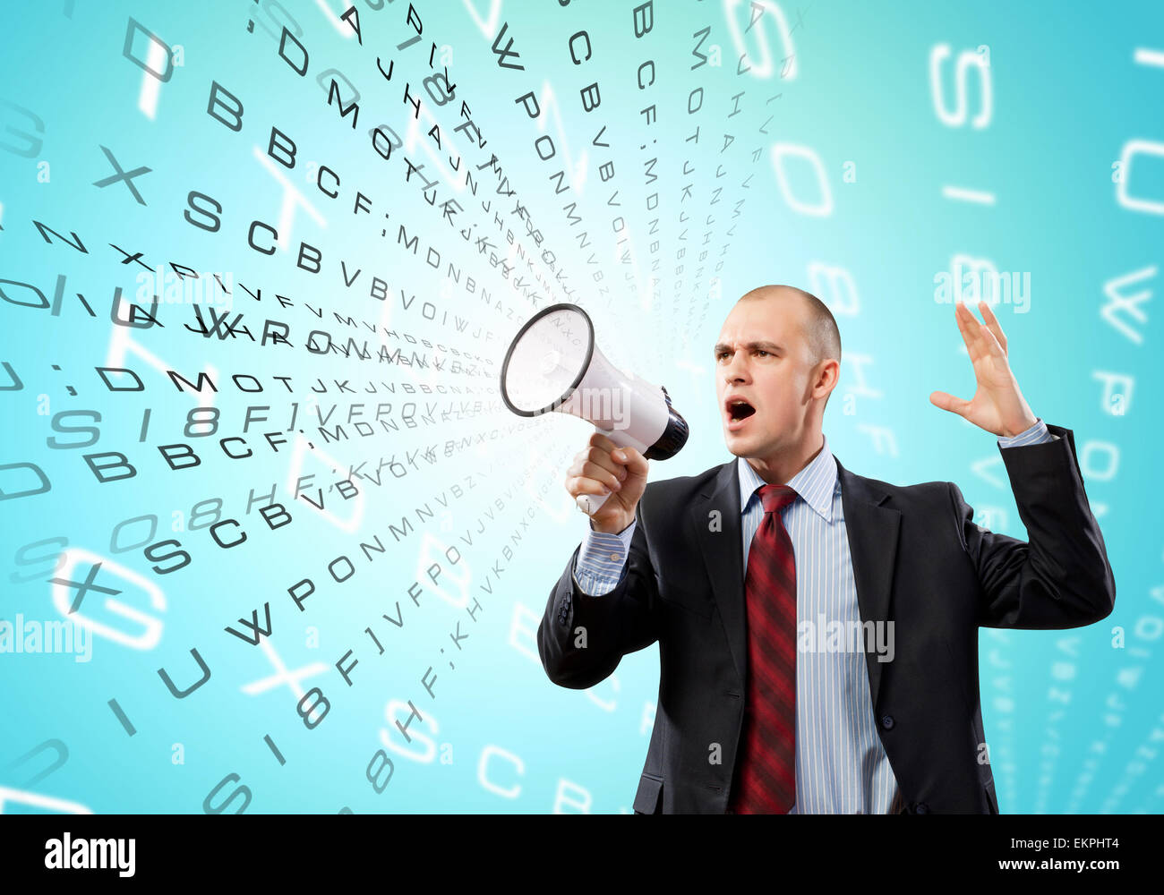 Businessman with megaphone Stock Photo - Alamy