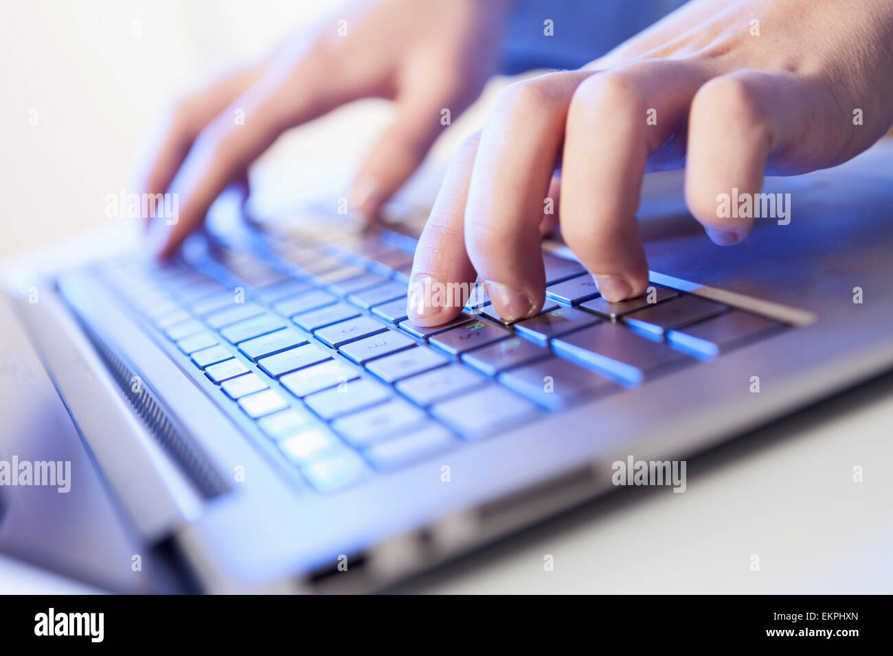 Click! Hands of a man on keyboard Stock Photo - Alamy