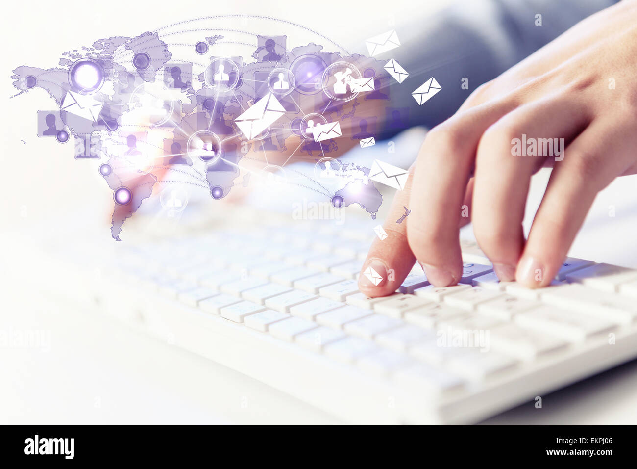 Click! Hands of a man on keyboard Stock Photo - Alamy