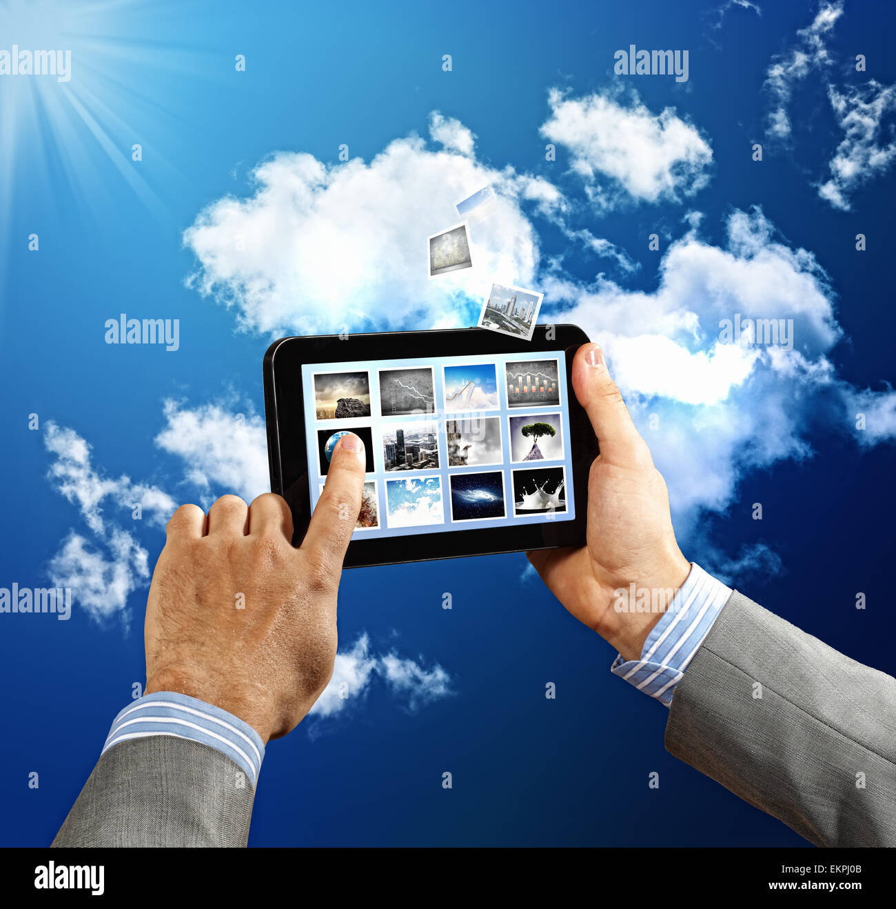 Image of hands touching pad Stock Photo - Alamy