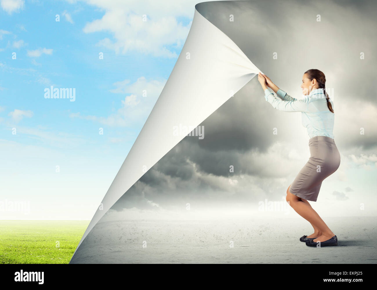 Woman changing reality Stock Photo - Alamy