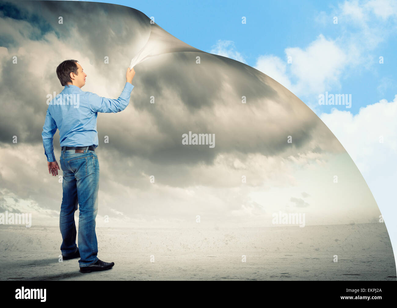 Adult man changing reality Stock Photo - Alamy