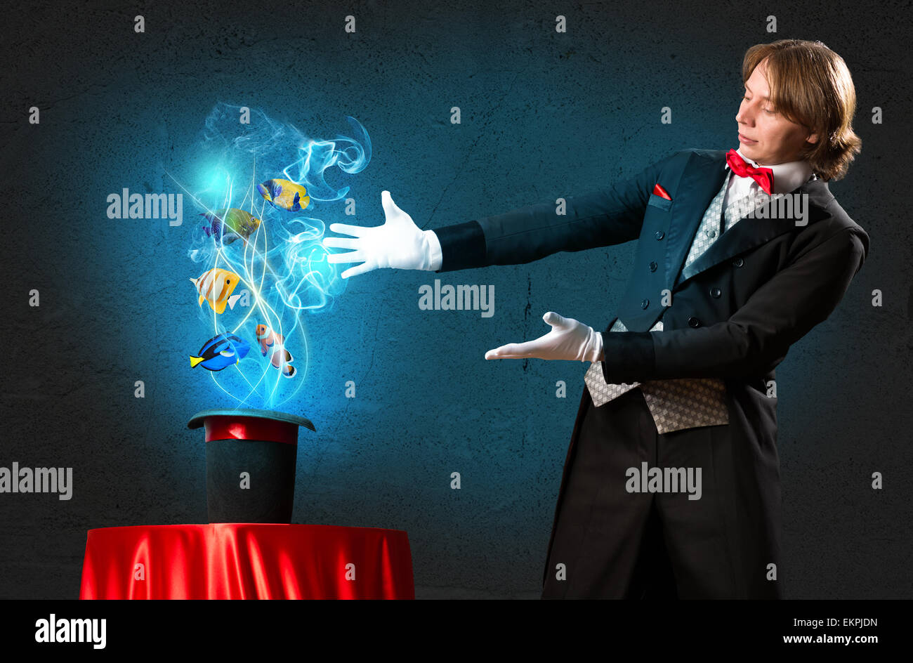 magician casts a spell Stock Photo - Alamy