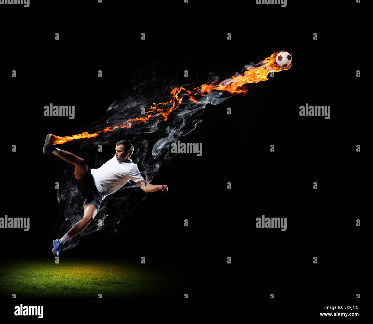 Football player with ball Stock Photo - Alamy