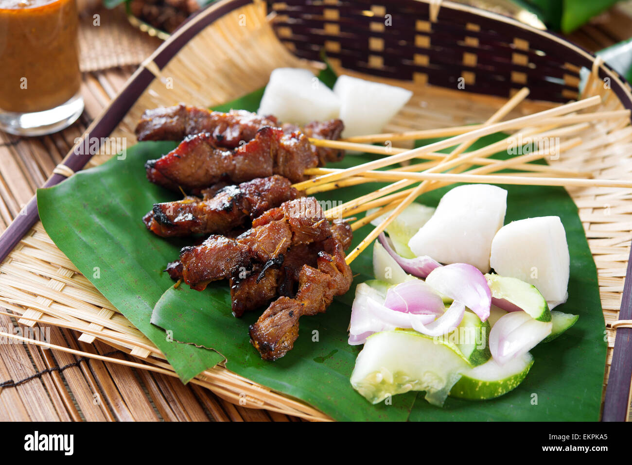 Satay grilled meat Stock Photo - Alamy