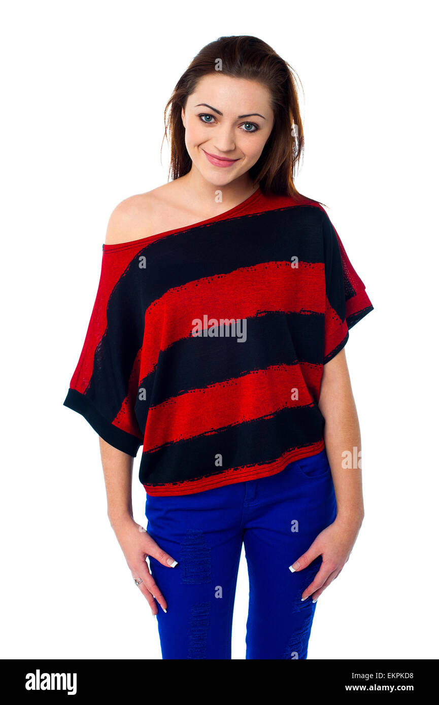 Stylish pretty girl in trendy clothing Stock Photo - Alamy