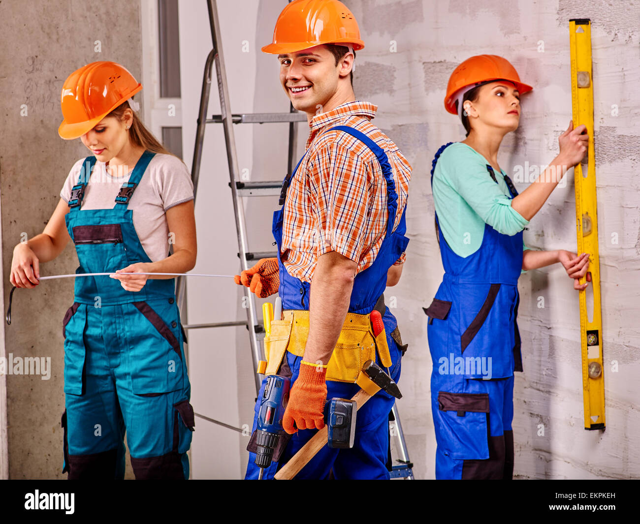 Group people in builder uniform Stock Photo - Alamy
