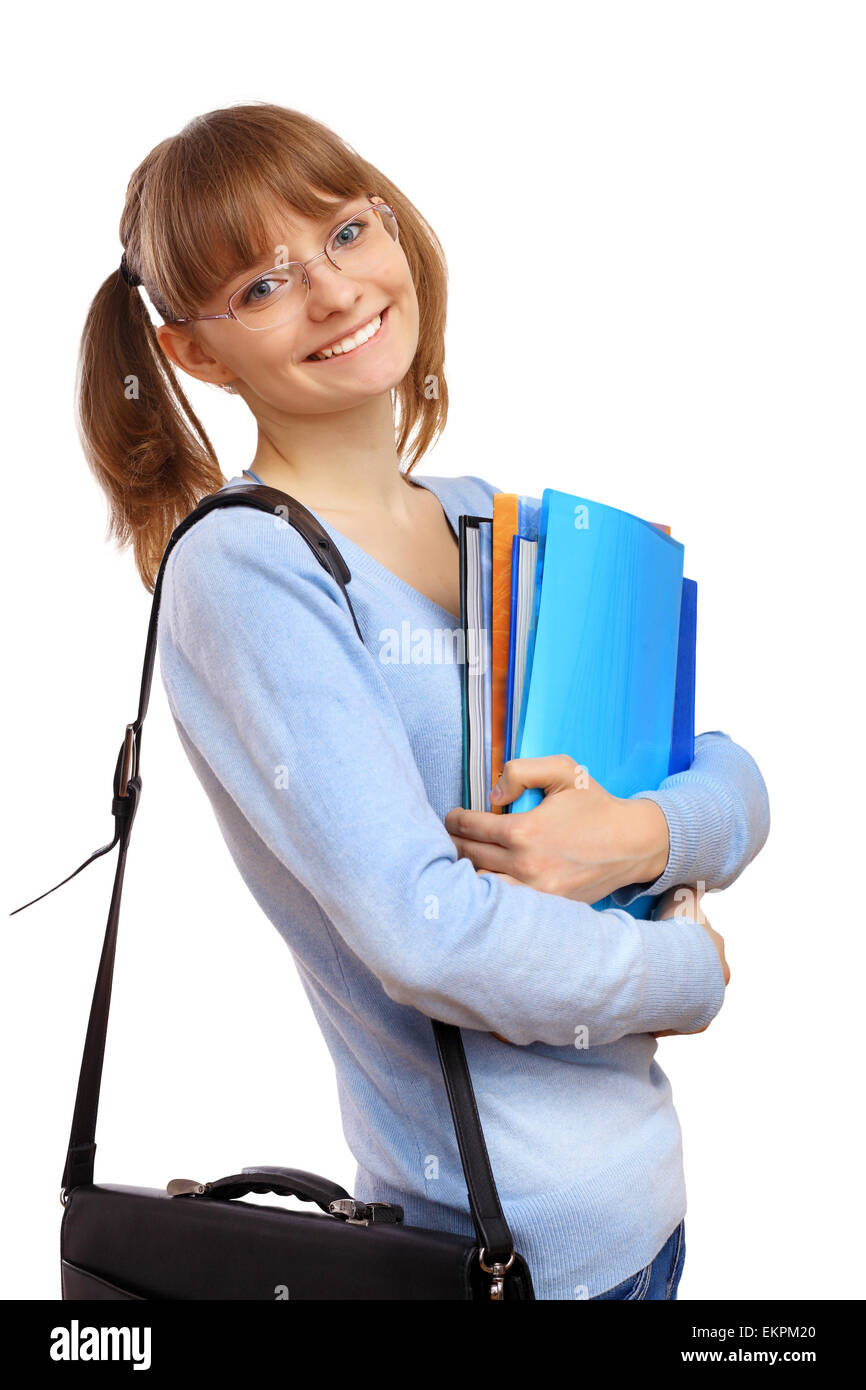 Happy student with books Stock Photo - Alamy