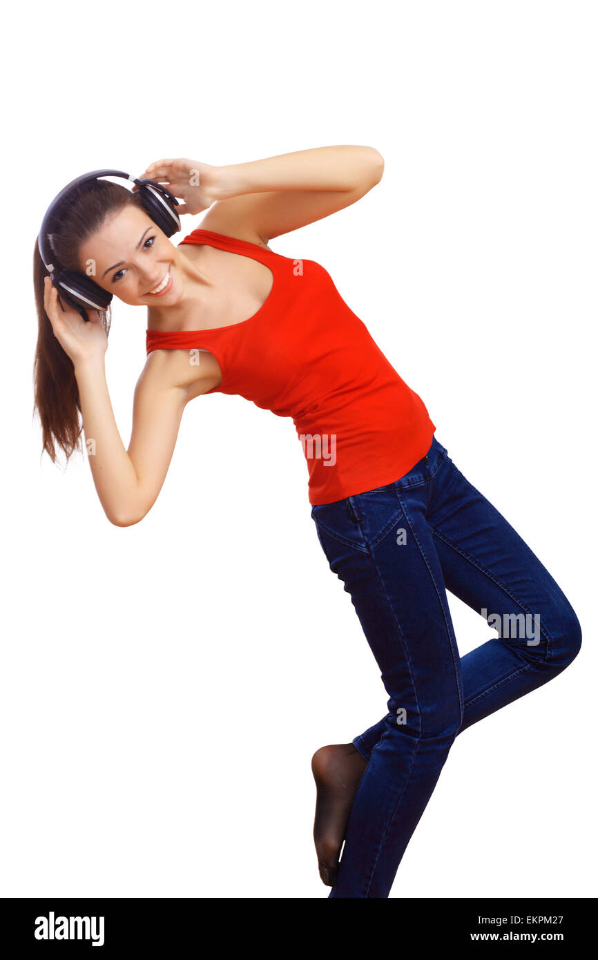 Happy smiling girl dancing Stock Photo - Alamy