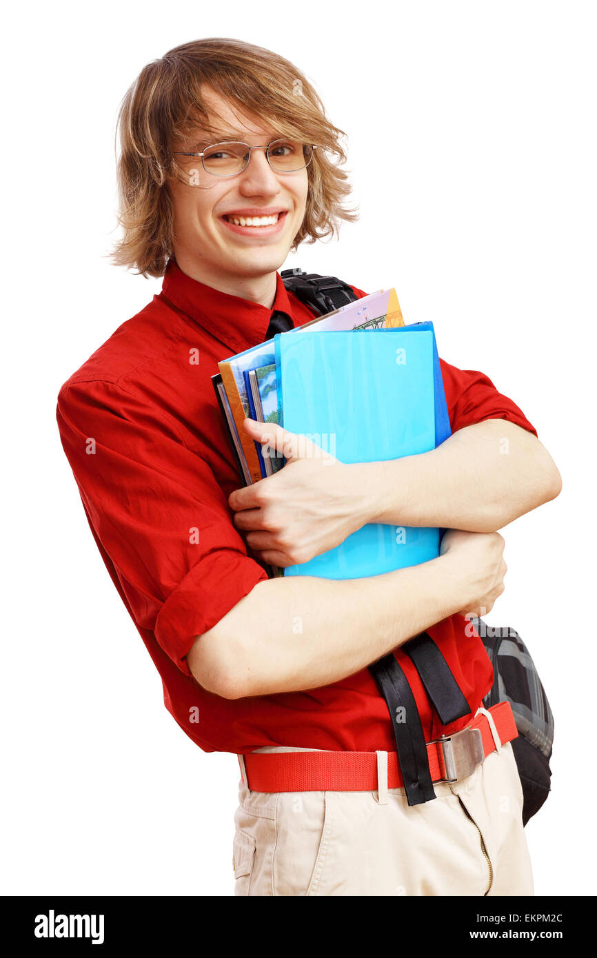 Happy student with books Stock Photo - Alamy