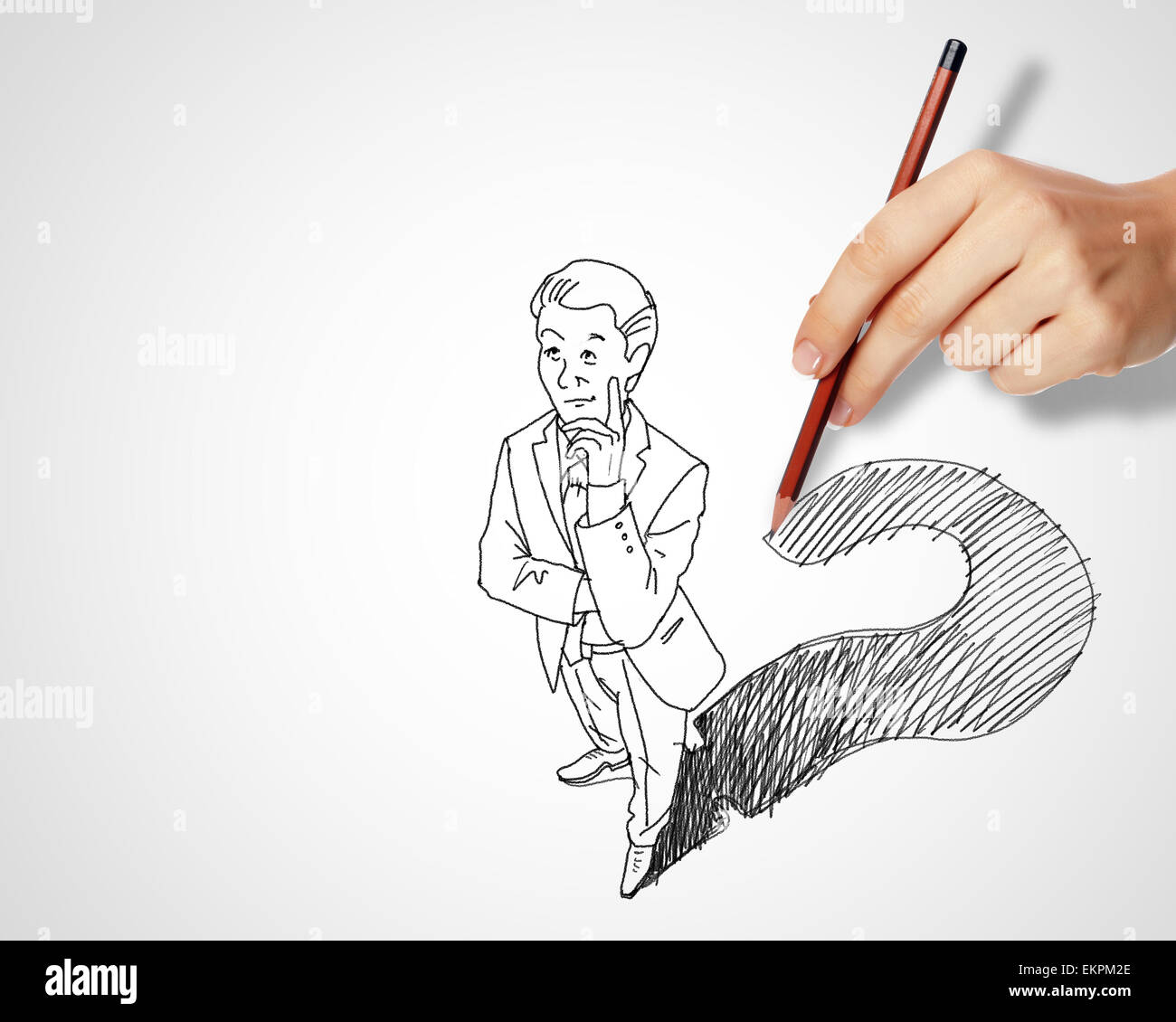 Questions and challenges in business drawing Stock Photo - Alamy