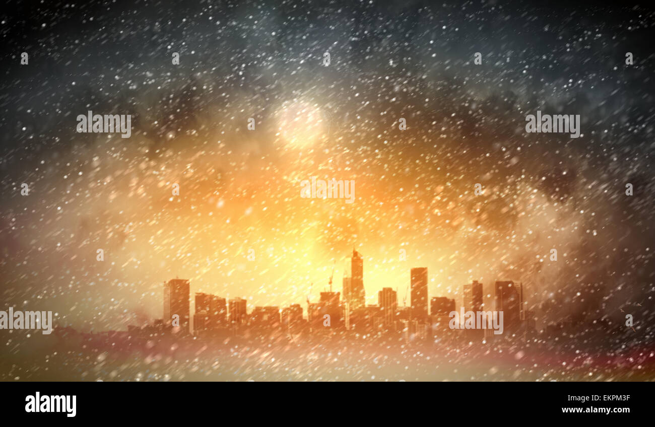 Modern city at night Stock Photo - Alamy