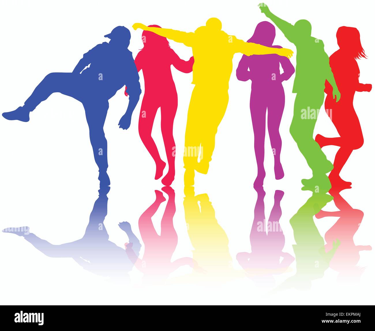 People dancing silhouettes in colors background Stock Vector Image ...